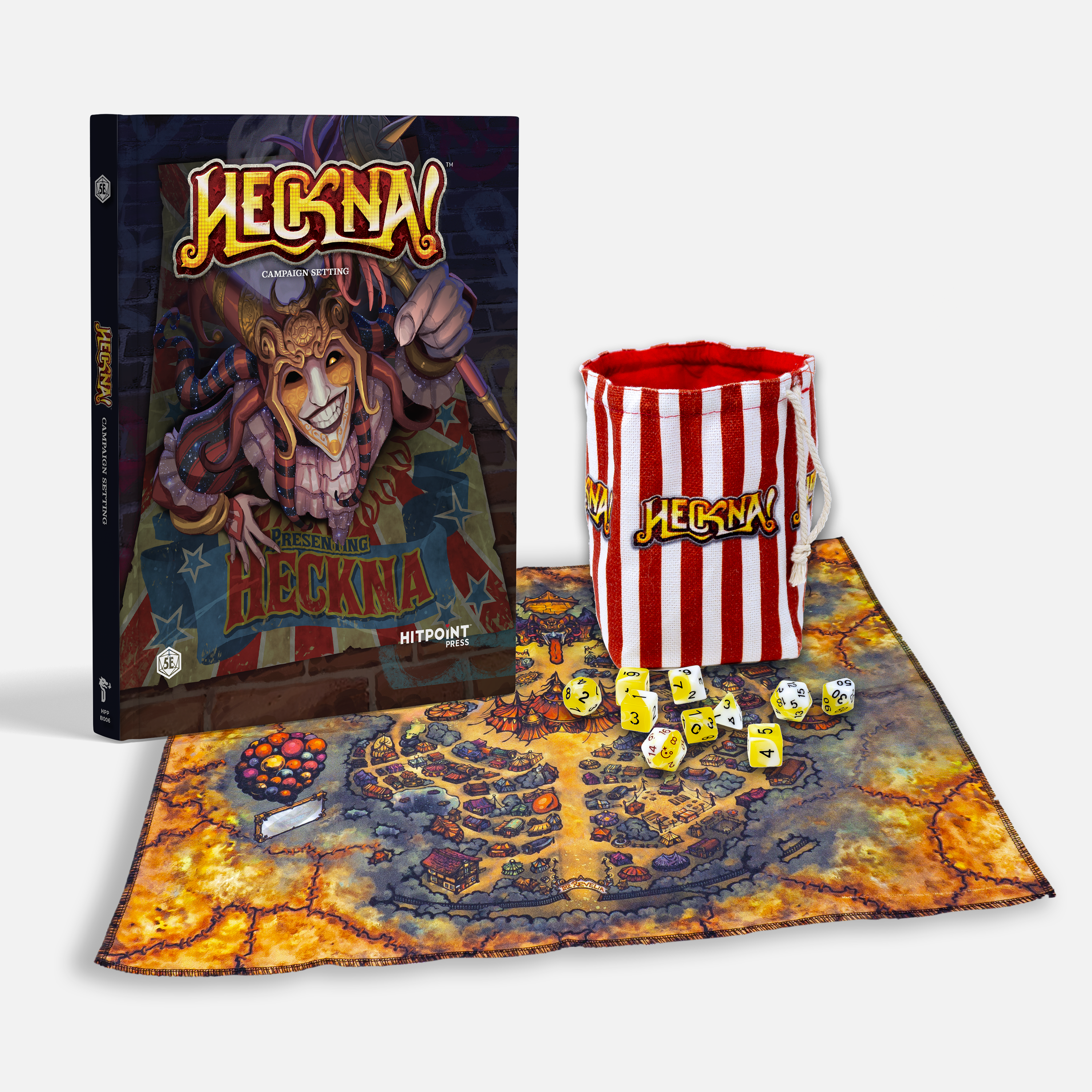 Heckna! Book, Popcorn Dice & Fabric Map Bundle – Hit Point Press
